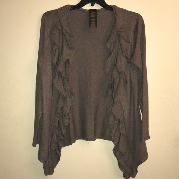 Grace Elements | Sweaters | Grace Elements Brown Open Ruffled ...